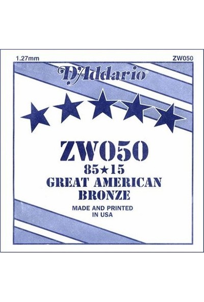 D'Addario ZW050 Tek Akustik Gitar Teli (50) D'Addario ZW050 Tek Akustik Gitar Teli (50)
