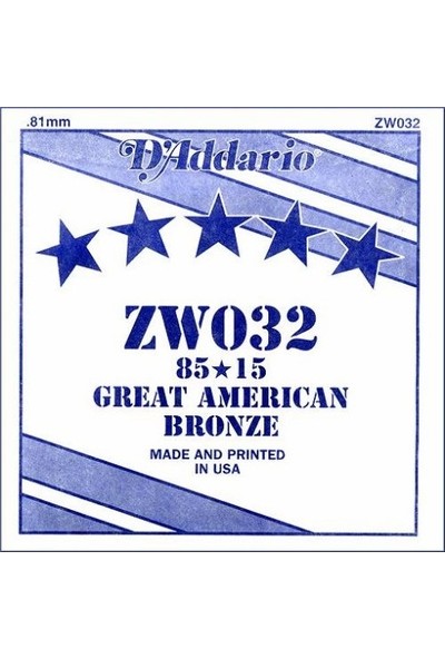 D'Addario ZW032 Tek Akustik Gitar Teli (32)