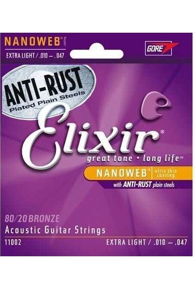Elixir Nanoweb 80/20 Bronze Akustik Gitar Teli (10-47) Elixir Nanoweb 80/20 Bronze Akustik Gitar Teli (10-47)