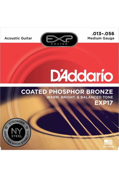 D'Addario EXP17 Coated Phosphor Bronze Akustik Gitar Teli (13-56) D'Addario EXP17 Coated Phosphor Bronze Akustik Gitar Teli (13-56)
