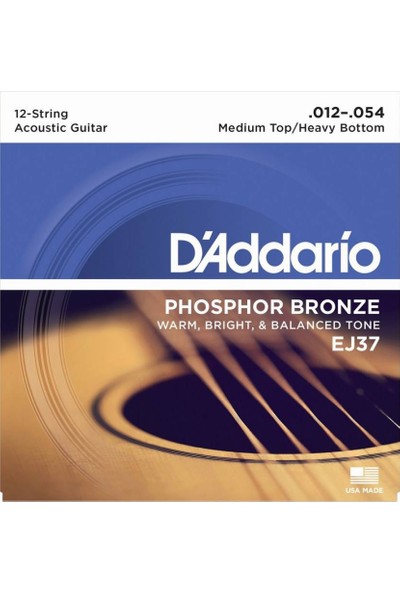 D'Addario EJ37 12 Telli Akustik Gitar Teli (12-54) D'Addario EJ37 12 Telli Akustik Gitar Teli (12-54)