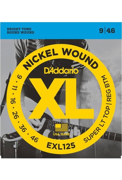 D'Addario EXL125 Super Light Top / Regular Bottom Elektro Gitar Teli (9-46) D'Addario EXL125 Super Light Top / Regular Bottom Elektro Gitar Teli (9-46)