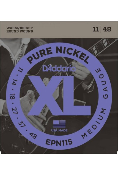D'Addario Pure Nickel EPN115 Elektro Gitar Teli (011-048) D'Addario Pure Nickel EPN115 Elektro Gitar Teli (011-048)