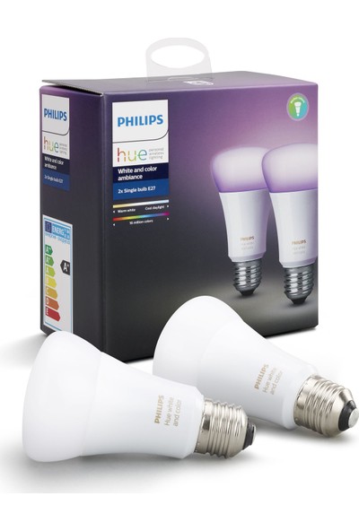 Philips Hue Renkli Akıllı Ampul 2'li Ekopaket E27 Philips Hue Renkli Akıllı Ampul 2'li Ekopaket E27