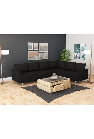 Evdemo Buket Köşe Koltuk Takımı Siyah