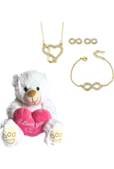 Forentina Kalpli Sonsuzluk Kolye Kolye Küpe Bileklik Set - Ayıcık Hediyeli Ps0414 Forentina Kalpli Sonsuzluk Kolye Kolye Küpe Bileklik Set - Ayıcık Hediyeli Ps0414