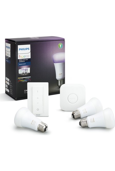 Philips Hue V4 Renkli Akıllı Başlangıç Seti 3'lü Kumandalı E27