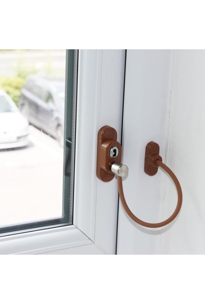 Penkid Kablolu Pvc Pencere Emniyet Kilidi Açık Kahve