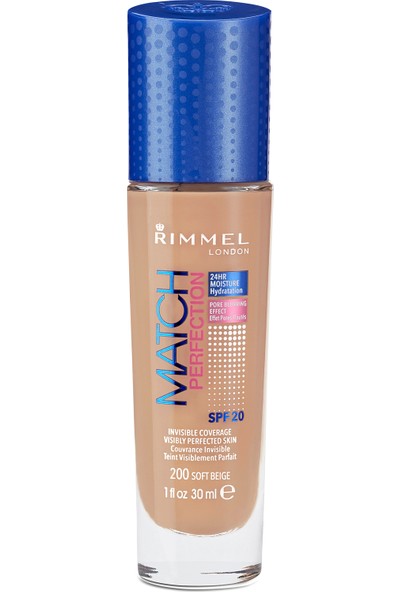 Rimmel London Match Perfection Fondöten 200 Soft Beige Rimmel London Match Perfection Fondöten 200 Soft Beige