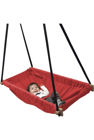 Svava Ahşap Yaylı Zıp Zıp Bebek Hamak Beşik (Kırmızı)