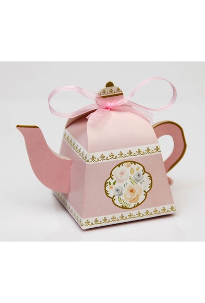 Mevlid Hediyesi Mevlüt Şekeri Kutusu - Çaydanlık - Pembe - 25 adet