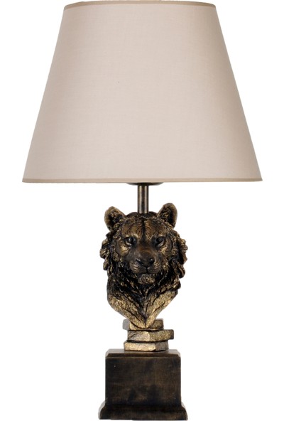 Qdec Modern Dizayn Aslan Abajur Gold Bej