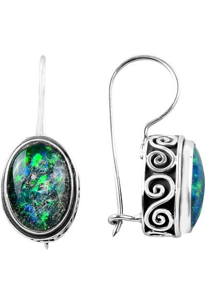 Sanal Kuyumculuk 925 Ayar Gümüş Opal Taş Küpe