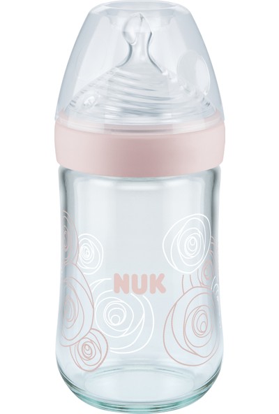Nuk Cam Biberon Nature Sense - 240 ml Sl No:1 M Pembe Nuk Cam Biberon Nature Sense - 240 ml Sl No:1 M Pembe