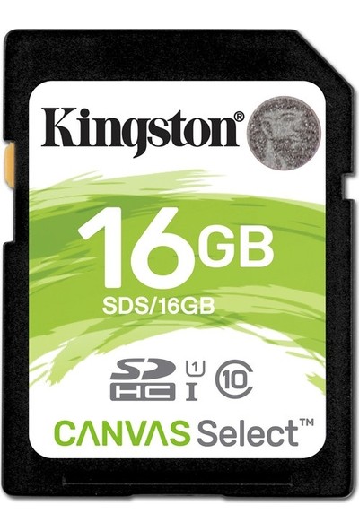 Kingston Canvas Select 16GB SD 80MB/s Class 10  UHS-I Hafıza Kartı SDS/16GB Kingston Canvas Select 16GB SD 80MB/s Class 10  UHS-I Hafıza Kartı SDS/16GB