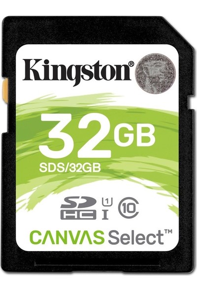 Kingston Canvas Select 32GB SD 80MB/s Class 10 UHS-I Hafıza Kartı SDS/32GB Kingston Canvas Select 32GB SD 80MB/s Class 10 UHS-I Hafıza Kartı SDS/32GB