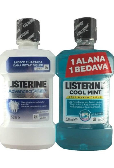 Listerine Advanced White 250ml + Cool Mint 250ml Set Listerine Advanced White 250ml + Cool Mint 250ml Set