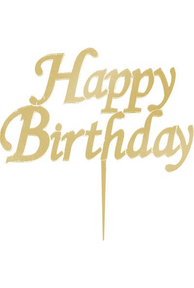 Parti Bulutu Happy Birthday Yazılı Aynalı Altın Pleksi Parti Bulutu Happy Birthday Yazılı Aynalı Altın Pleksi