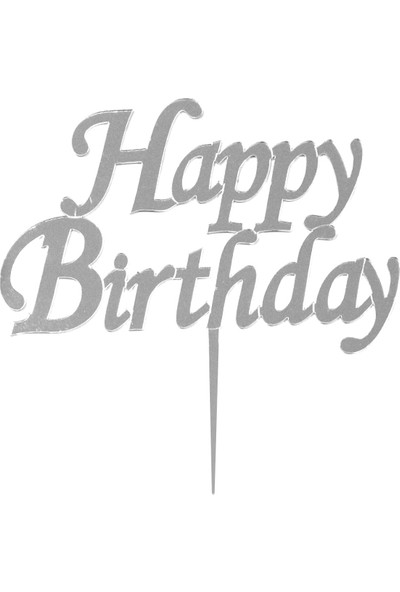 Parti Bulutu Happy Birthday Yazılı Aynalı Gümüş Pleksi
