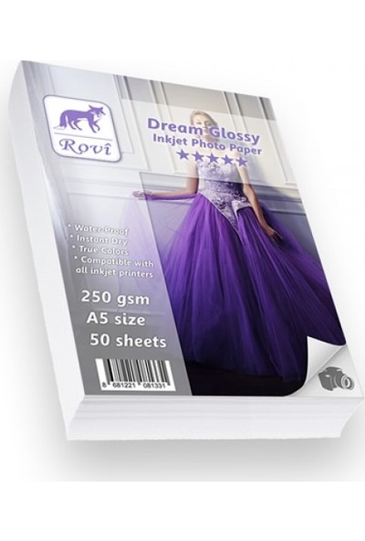 Rovi Dream Parlak Fotoğraf Kağıdı 240gsm 50yp A5 Rovi Dream Parlak Fotoğraf Kağıdı 240gsm 50yp A5