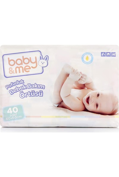 Baby&Me Pofuduk Alt Değiştirme Örtüsü 60 x 60 cm 40 Adet