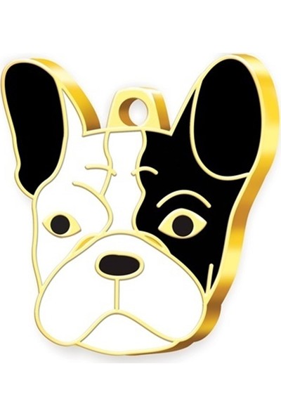 Pet Tag 24 Ayar Altın Kaplama French Bulldog Köpek Künyesi (Siyah Maskeli)