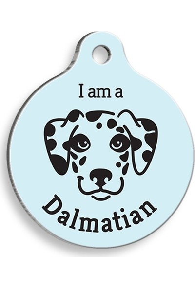 Mavi Dalmaçyalı Yuvarlak Köpek Künyesi