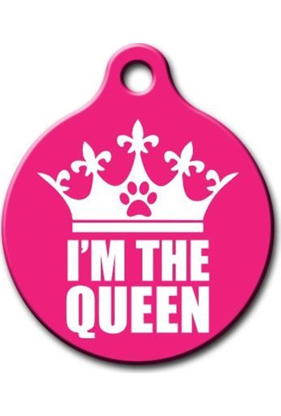 Pet Tag Im The Queen Desenli Yuvarlak Kedi Köpek Künyesi