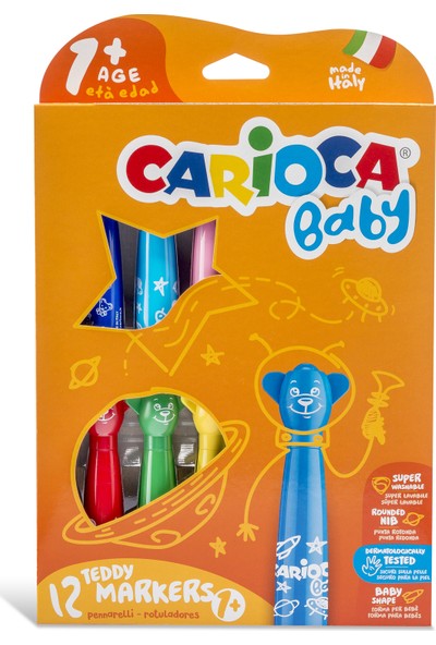 Carioca Teddy Jumbo Bebek Süper Yıkanabilir Keçeli Boya Kalemi 12'li