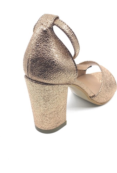 Pianoluce Altın Çatlak Kadın Kalın Topuklu Ayakkabı Pla31-102