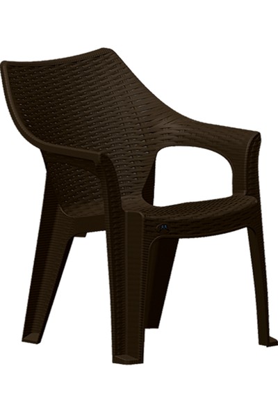 Mandella Polo Plastik Rattan Tik Kahve 4 Adet