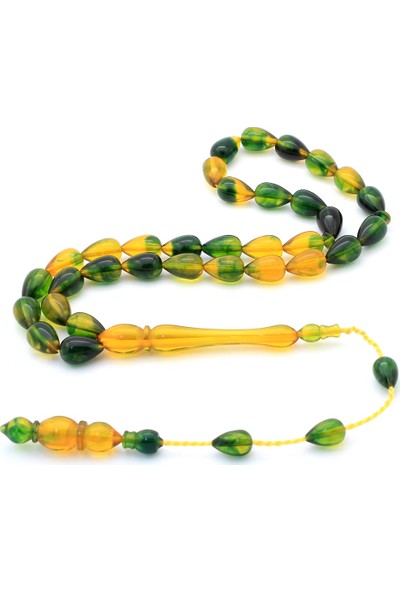 Tesbih Deposu Damla Kesim Polonya Kehribar Tesbih - Yeşil - Sarı