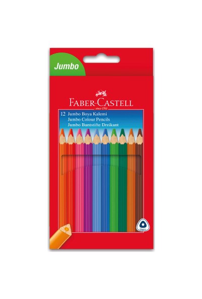 Faber-Castell Boya Kalemi 12 Renk  Jumbo Tam Boy Üçgen Faber-Castell Boya Kalemi 12 Renk  Jumbo Tam Boy Üçgen