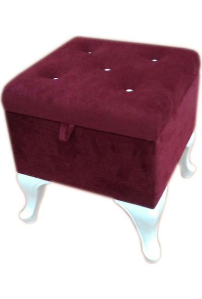 ERTOK Taş İşlemeli Sandıklı Puf Koltuk Bordo ERTOK Taş İşlemeli Sandıklı Puf Koltuk Bordo