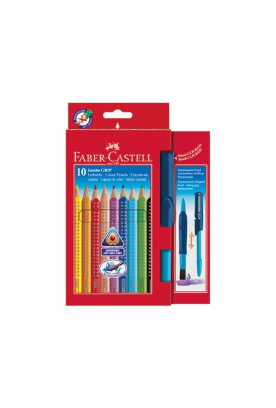 Faber-Castell Jumbo Grip Boya Kalemi 10 Renk (Suluboya Fırçalı) Faber-Castell Jumbo Grip Boya Kalemi 10 Renk (Suluboya Fırçalı)