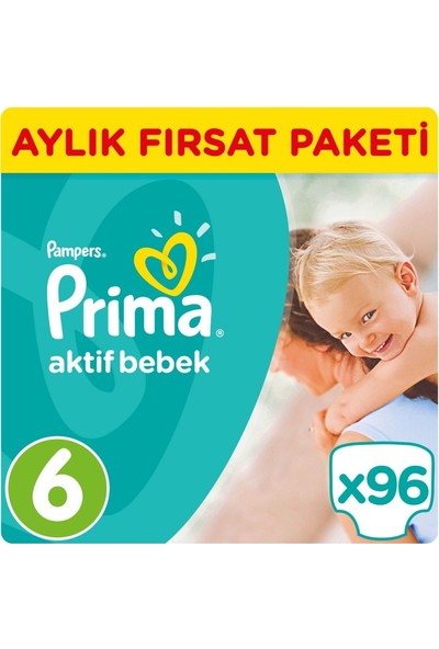 Prima Bebek Bezi Aktif Bebek 6 Beden Ekstra Large Aylık Paketi 96 Adet 15+ Kg Prima Bebek Bezi Aktif Bebek 6 Beden Ekstra Large Aylık Paketi 96 Adet 15+ Kg