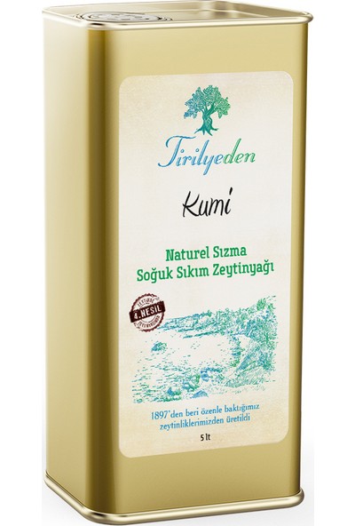 Tirilyeden Soğuk Sıkım Naturel Sızma Zeytinyağı 5 lt Tirilyeden Soğuk Sıkım Naturel Sızma Zeytinyağı 5 lt