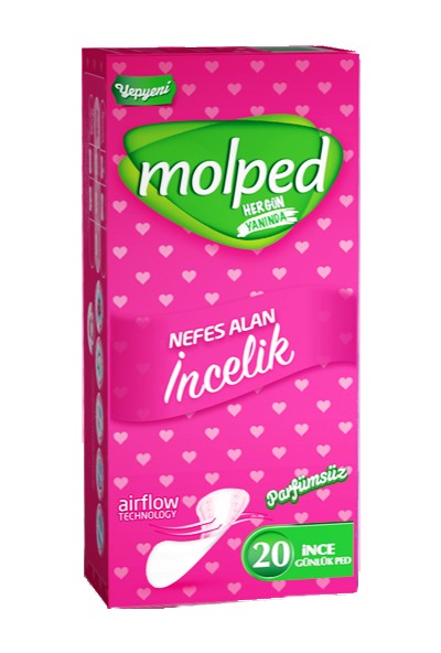 Molped İnce Günlük Ped Parfümsüz (20 Adet) Molped İnce Günlük Ped Parfümsüz (20 Adet)