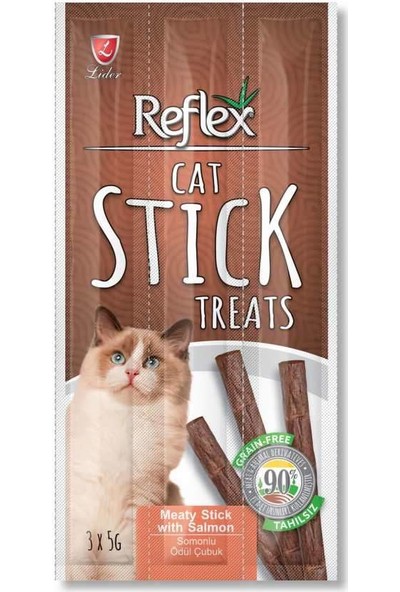 Reflex Sticks Somonlu Kedi Ödül Çubukları 3x5 Gr Reflex Sticks Somonlu Kedi Ödül Çubukları 3x5 Gr