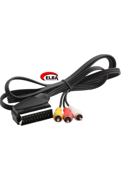 Elba C50338 Scart To 3Rca 1.5Mt Kablo Elba C50338 Scart To 3Rca 1.5Mt Kablo