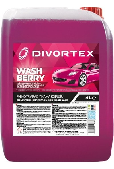 Divortex WashBerry Ph Nötr Oto Şampuanı 4 Litre Divortex WashBerry Ph Nötr Oto Şampuanı 4 Litre