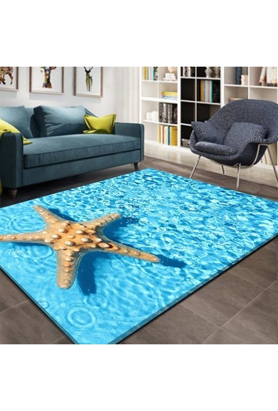 Else Canel 3D Deniz Yıldızı Su Efektli Lastikli Halı Örtüsü