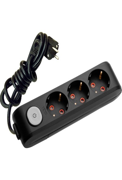 Viko Siyah Üçlü Topraklı 2 Metre Anahtarlı