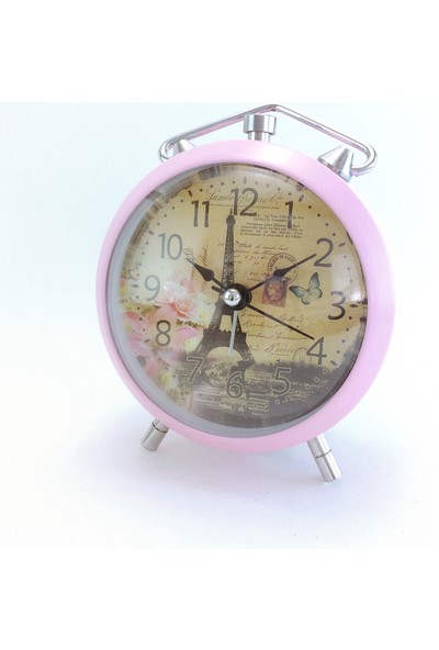 Twin Bell Çalar Saat Retro Pembe44