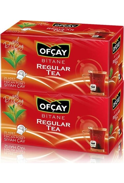 Ofçay Bitane Regular Tea 25'li Bardak Poşet Çay 2'li Paket