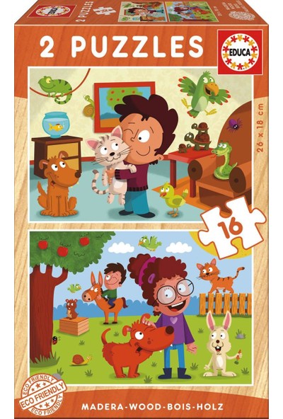 Educa Puzzle Pets 2 X 16 Parça Ahşap Puzzle