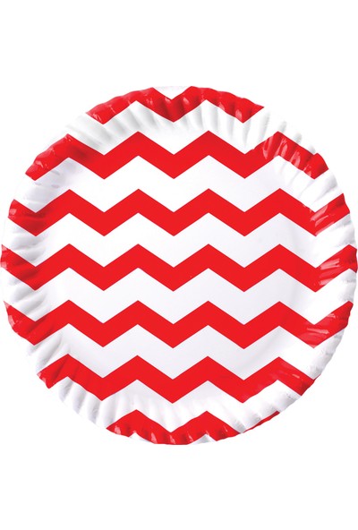 Parti Bulutu Kırmızı Zigzag Karton Tabak 8'li Parti Bulutu Kırmızı Zigzag Karton Tabak 8'li