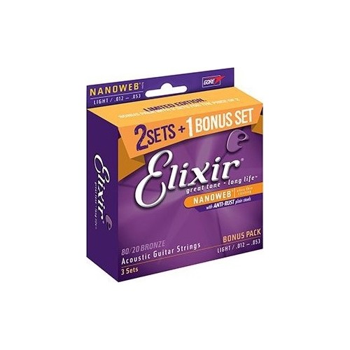 Elixir 16539 Nanoweb Bronze 3'lü Akustik Gitar Teli (12-53) Fiyatı