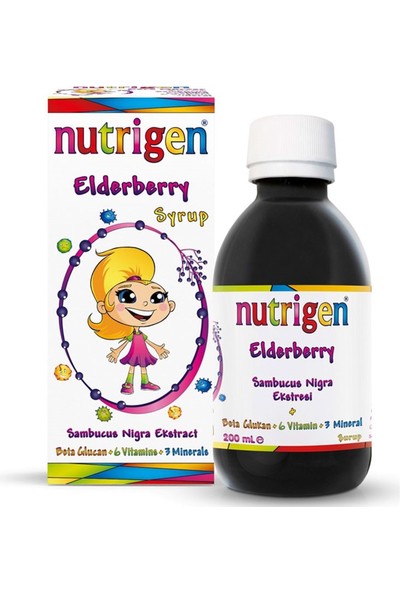 Nutrigen Elderberry Kara Mürver + Beta-Glukan + Bal Şurup 200 ml Nutrigen Elderberry Kara Mürver + Beta-Glukan + Bal Şurup 200 ml