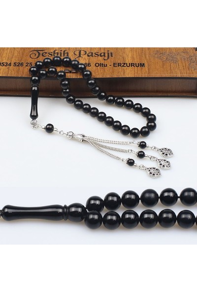 Tesbih Pasajı 9 mm Küre Taneli Sade Orijinal Oltu Taşı Tesbih Tesbih Pasajı 9 mm Küre Taneli Sade Orijinal Oltu Taşı Tesbih